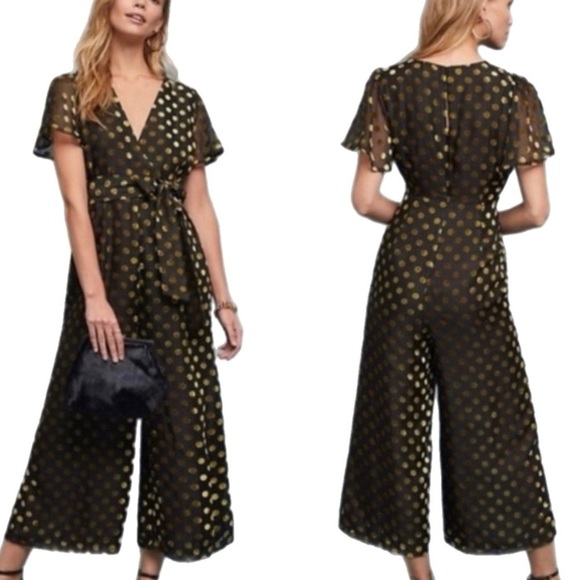 Astr | Pants & Jumpsuits | The Astr The Label Gold Black Polka Dot ...